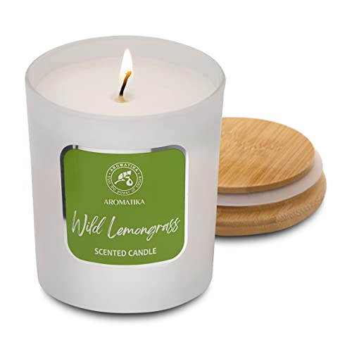 Scented Candle Wild Lemongrass - Soywax Candle with Essential Oil - Aromatherapy Candle - Up to 45 Hours Burn Time - Glass Candle Gift - Luxury and Sensual Soy Wax Candle