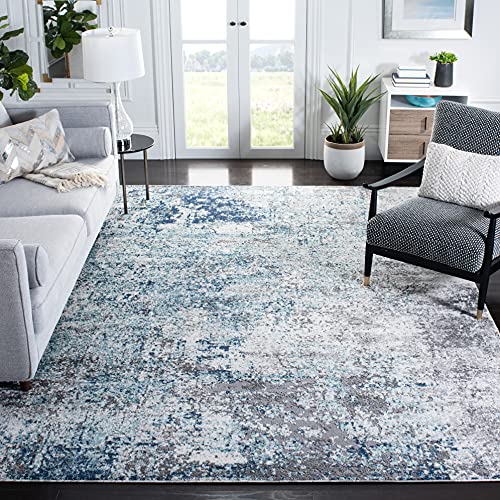 Safavieh Aston Collection 11' x 15' Light Blue/Grey ASN705M Modern Abstract Non-Shedding Living Room Bedroom Area Rug