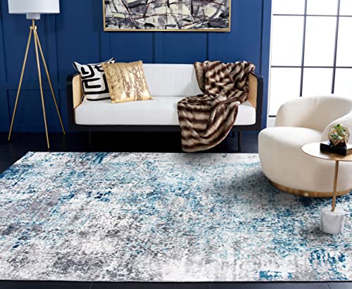 Safavieh Aston Collection 11' x 15' Light Blue/Grey ASN705M Modern Abstract Non-Shedding Living Room Bedroom Area Rug