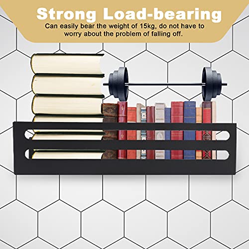 Lopeceal Set of 2 Floating Shelves Wall Mounted, Aluminum Storage Shelves with Metal Frame and Towel Rack, Decorative Display Shelf Organizer for Living Room Bedroom Kitchen Bathroom Office, Black