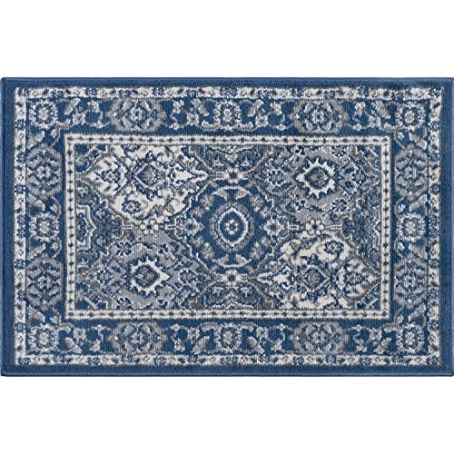 Navy 2x3 Entry Rug - Indoor Front Door Rug - Small Area Rug - Kitchen Rug - Bath Rug - Contemporary Carpet