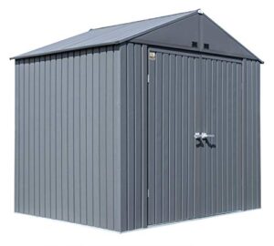 arrow 8′ x 6′ elite steel storage shed with high gable and lockable doors storage building – anthracite