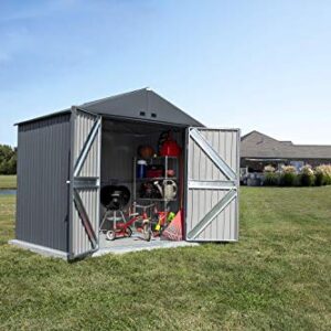 Arrow 8' x 6' Elite Steel Storage Shed with High Gable and Lockable Doors Storage Building - Anthracite