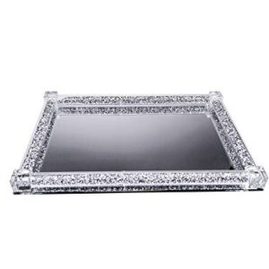 BANQLE Mirrored Vanity Trays, Perfume Trays for Dresser, Glass Decorative Trays for Home Decor, Silver Jewelry Trays