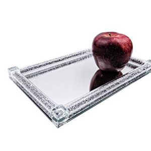 BANQLE Mirrored Vanity Trays, Perfume Trays for Dresser, Glass Decorative Trays for Home Decor, Silver Jewelry Trays