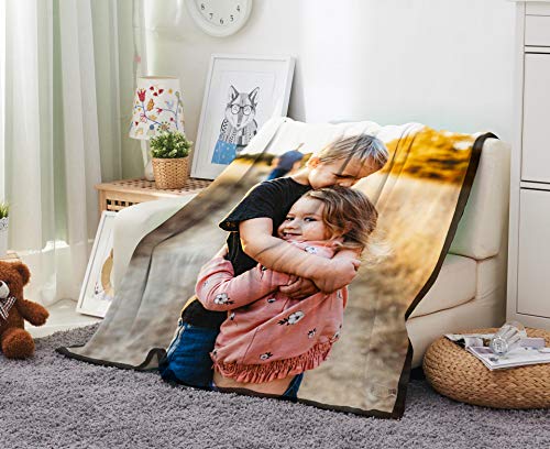 Dailyextreme Custom Blankets with Photos Collage, Picture Throw Blanket Personalized, Customized Photo Gifts for Kids/Adults/Family, Souvenir, Blanket with Picture Upload,1 Photo Collage,48x32in