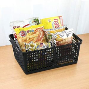 Leendines Plastic Storage Baskets, 3 Packs Plastic Black Organizer Bin