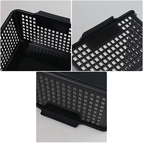 Leendines Plastic Storage Baskets, 3 Packs Plastic Black Organizer Bin