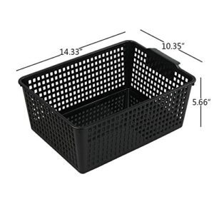 Leendines Plastic Storage Baskets, 3 Packs Plastic Black Organizer Bin