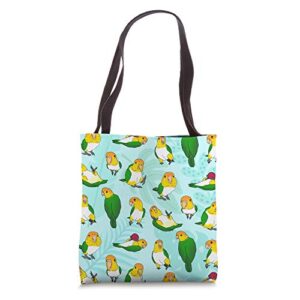 cute caique pattern parrot doodle white bellied caique tote bag