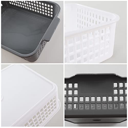 Vcansay Plastic Rectangular Storage Trays Baskets, 6 Packs