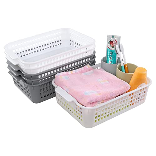 Vcansay Plastic Rectangular Storage Trays Baskets, 6 Packs