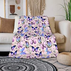 butterfly throw blanket soft warm flannel fleece bed blanket gift for men women girls boys chair couch 60″x50″