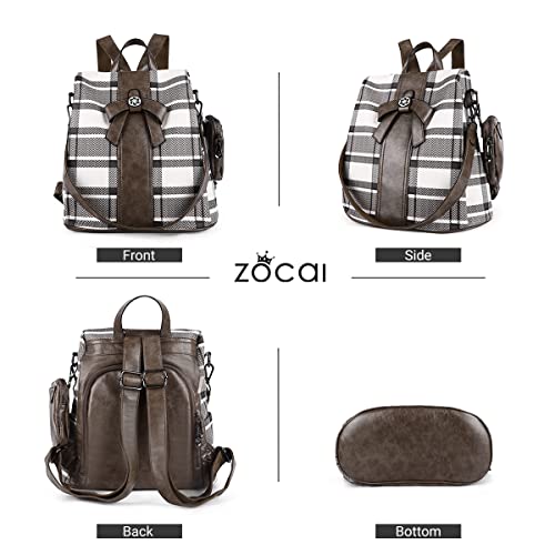 ZOCAI Backpack Purse for Women Fashion Backpack Purses PU Leather Daypacks Anti-Theft Shoulder Bag Satchel Purse(Khaki)