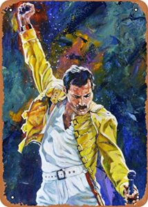 eicoco music freddie mercury plaque poster metal tin sign 8″ x 12″ vintage retro wall decor