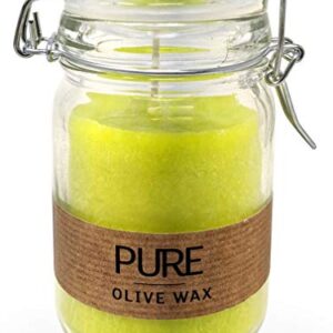 HYOOLA Pure Natural Jar Candles - 100% Olive Wax Candles in Glass - Paraffin Free Vegan Candle - Lime Green