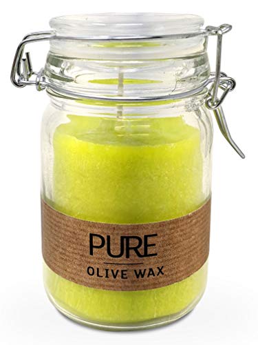 HYOOLA Pure Natural Jar Candles - 100% Olive Wax Candles in Glass - Paraffin Free Vegan Candle - Lime Green