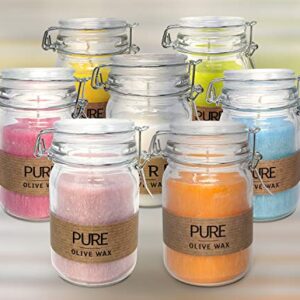 HYOOLA Pure Natural Jar Candles - 100% Olive Wax Candles in Glass - Paraffin Free Vegan Candle - Lime Green