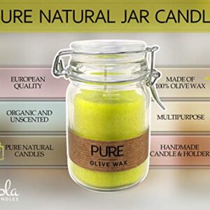 HYOOLA Pure Natural Jar Candles - 100% Olive Wax Candles in Glass - Paraffin Free Vegan Candle - Lime Green