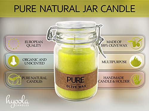 HYOOLA Pure Natural Jar Candles - 100% Olive Wax Candles in Glass - Paraffin Free Vegan Candle - Lime Green