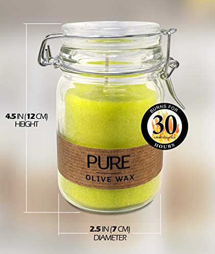 HYOOLA Pure Natural Jar Candles - 100% Olive Wax Candles in Glass - Paraffin Free Vegan Candle - Lime Green