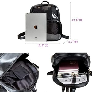 Ita Backpack Purse, Cute Clear Shoulder Bag Transparent Kawaii Daypack Travel Bag for Pins Display, Black