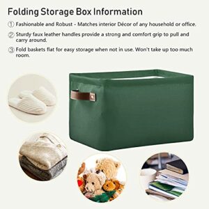 xigua Storage Basket Hunter Green Storage Bin with Handle, Large Storage Cube Collapsible for Shelves Closet Bedroom Living Room 2PCS