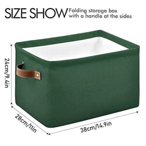 xigua Storage Basket Hunter Green Storage Bin with Handle, Large Storage Cube Collapsible for Shelves Closet Bedroom Living Room 2PCS