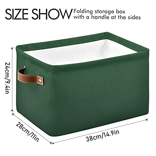 xigua Storage Basket Hunter Green Storage Bin with Handle, Large Storage Cube Collapsible for Shelves Closet Bedroom Living Room 2PCS