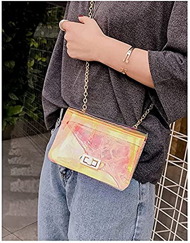 Mini Holographic Bag Evening Clutch Purses Clear Purse Iridescent Purse Shoulder Bag Handbags for Women and Girls