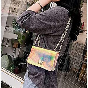 Mini Holographic Bag Evening Clutch Purses Clear Purse Iridescent Purse Shoulder Bag Handbags for Women and Girls