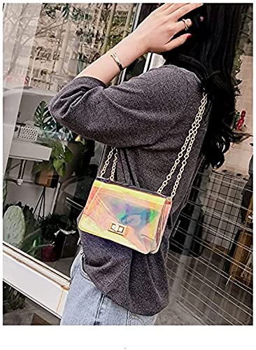 Mini Holographic Bag Evening Clutch Purses Clear Purse Iridescent Purse Shoulder Bag Handbags for Women and Girls