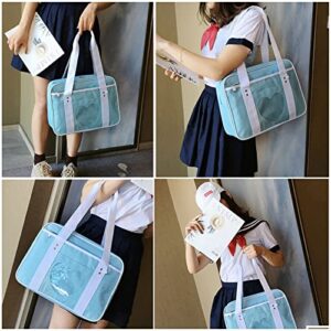 Ita Bag Tote Purse Handbags Heat Clear Window for Pins Display Anime Shoulder Satchel (Blue)