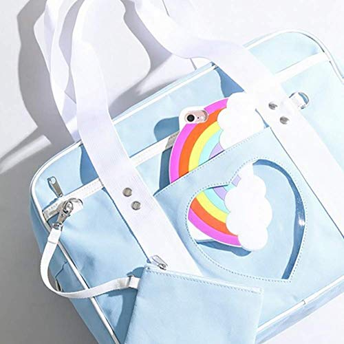 Ita Bag Tote Purse Handbags Heat Clear Window for Pins Display Anime Shoulder Satchel (Blue)