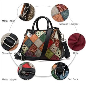 Segater Women Multicolor Splicing Handbag Genuine Leather Tote RANDOM Colorful Top-handle Shoulder Bag Printing Satchels Purses