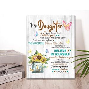 Wailozco Gifts for Daughter - Hangable Canvas Poem Prints Framed Poster Wall Art for Daughter from Mom-Meaningful Daughter Gifts,Daughter Home Bedroom Living Room Wall Decor- Believe in Yourself