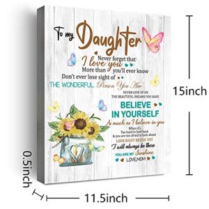 Wailozco Gifts for Daughter - Hangable Canvas Poem Prints Framed Poster Wall Art for Daughter from Mom-Meaningful Daughter Gifts,Daughter Home Bedroom Living Room Wall Decor- Believe in Yourself