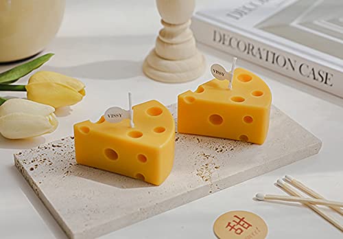 Cheese Shaped Scented Candle,120G Aroma Soy Wax Decorative Candle for Table Photo Prop Birthday Gift,Prefect for Meditation Stress Relief Mood Boosting Bath Yoga