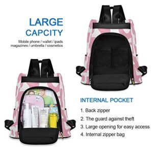 ALAZA Pink Cow Print Camo Camoflage Backpack Purse for Women Anti Theft Fashion Back Pack Shoulder Bag