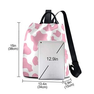 ALAZA Pink Cow Print Camo Camoflage Backpack Purse for Women Anti Theft Fashion Back Pack Shoulder Bag