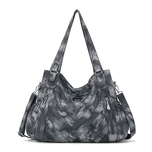 Angel Barcelo Purses and Handbags Women Fashion Tote Bag Shoulder Handbags Top Handle Satchel Hobo Purses Black Grey