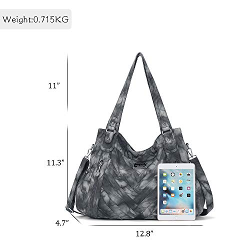 Angel Barcelo Purses and Handbags Women Fashion Tote Bag Shoulder Handbags Top Handle Satchel Hobo Purses Black Grey