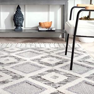 nuloom theola geometric high-low shag area rug, 4′ x 6′, grey