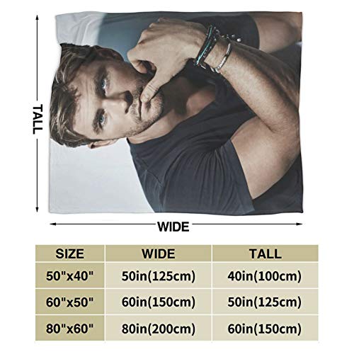 Chris Hemsworth Soft and Comfortable Warm Fleece Blanket for Sofa, Bed, Office Knee pad,Bed car Camp Beach Blanket Throw Blankets (60"x50") … (50"x40")