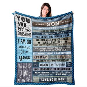 to my son gifts from mom, birthday gifts for son gift for valentine’s day christmas graduation, flannel fleece soft cozy throw blankets lightweight warm throws for bed sofa couch 50″x60″