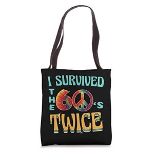 i survived the sixties twice for a sixty years old birthday tote bag