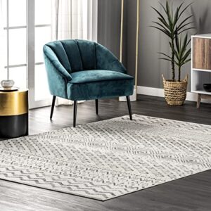 nuloom kenzie geometric diamond area rug, 4′ x 6′, off-white