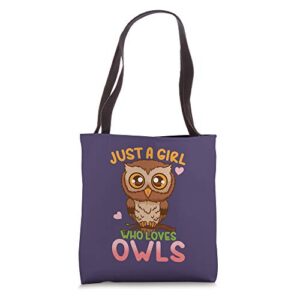 owl lover gift just a girl who loves owls tote bag