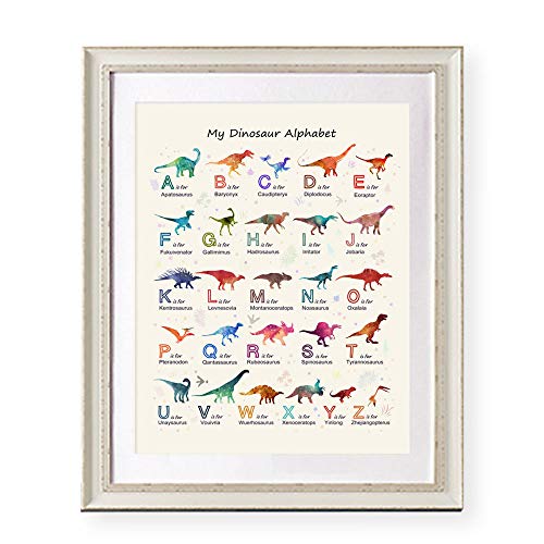 8x10inch Print, Dinosaur Alphabet Print, Dinosaur Wall Art, Toddler Room Decor, Dinosaur Gift for Kids, Alphabet Prints, ABC Print, Classroom Decor, 8x10 Inch Unframed (8X10 INCH)