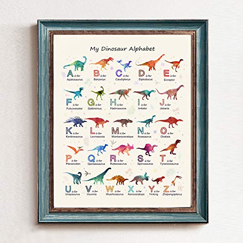 8x10inch Print, Dinosaur Alphabet Print, Dinosaur Wall Art, Toddler Room Decor, Dinosaur Gift for Kids, Alphabet Prints, ABC Print, Classroom Decor, 8x10 Inch Unframed (8X10 INCH)